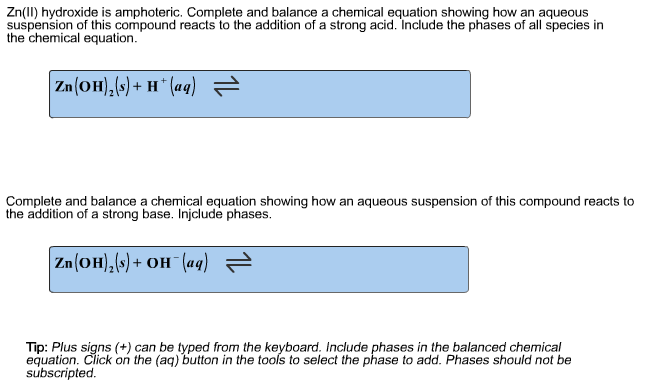 Solved Zn(II) hydroxide is amphoteric. Complete and balance | Chegg.com
