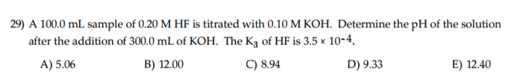 Solved A 100.0 mL sample of 0.20 M HF is titrated with 0.10 | Chegg.com