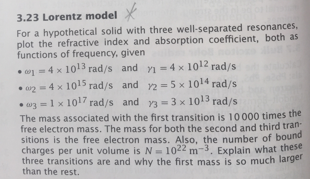3.23 Lorentz model For a hypothetical solid with | Chegg.com