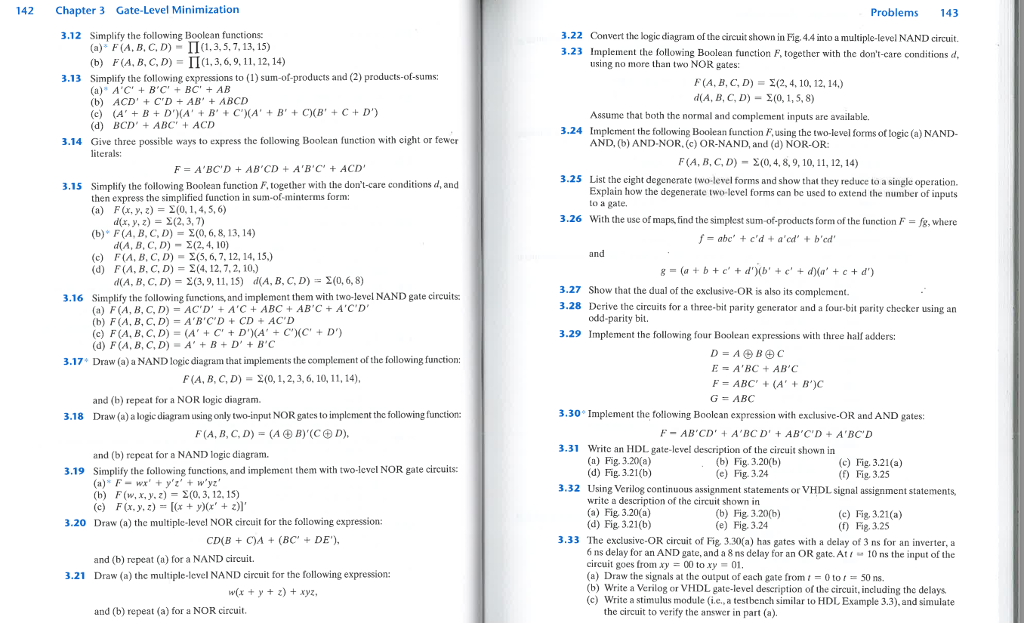 Solved 142 Chapter 3 Gate-Level Minimization Problems 43 | Chegg.com