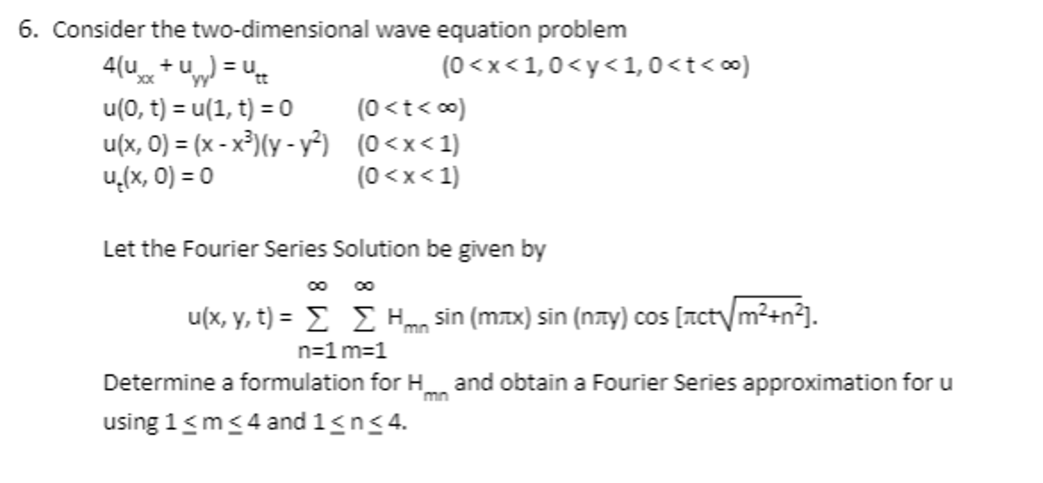 Consider the two-dimensional wave equation problem | Chegg.com