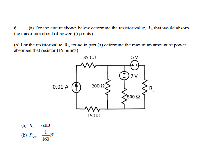 Solved 6. (a) For the circuit shown below determine the | Chegg.com