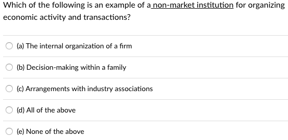 Solved Which of the following is an example of a non-market | Chegg.com