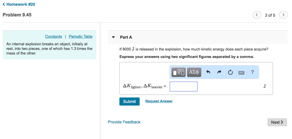 Solved Homework #20 Problem 9.45 3 of 5 > Constants| | Chegg.com