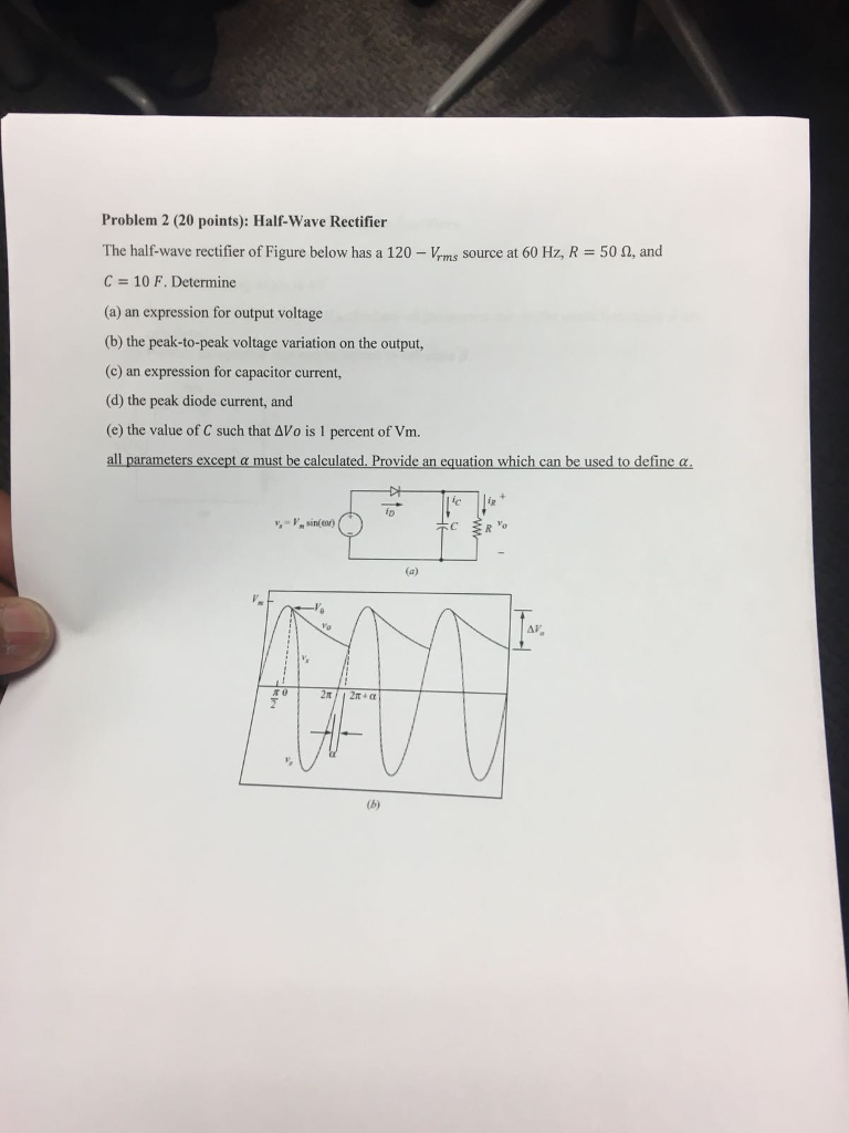 Solved Problem 2 (20 points): Half-Wave Rectifier The | Chegg.com