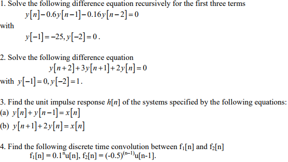 Solved 1. Solve the following difference equation | Chegg.com