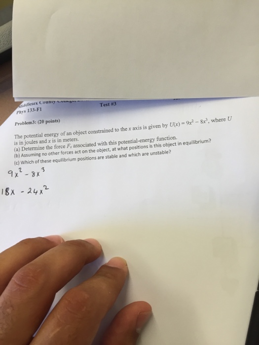 Solved The Potential Energy Of An Object Constrained To The 