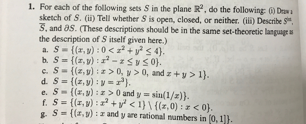 Solved For each of the following sets S in the plane R^2, do | Chegg.com