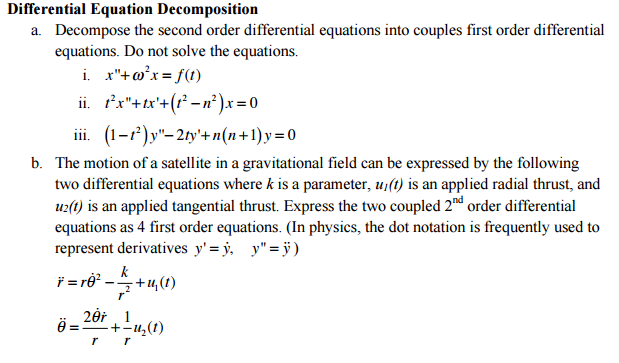 Solved Differential Equation Decomposition a. Decompose the | Chegg.com