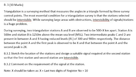 Solved 8.3 (10 Marks) Triangulation is a surveying method | Chegg.com