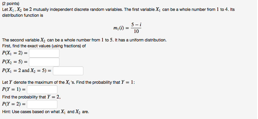 Solved (2 points) Let X1, X2 be 2 mutually independent | Chegg.com