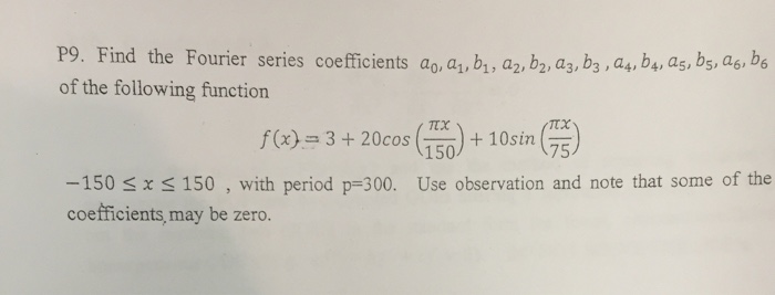 Solved Find the Fourier series coefficients a0, | Chegg.com