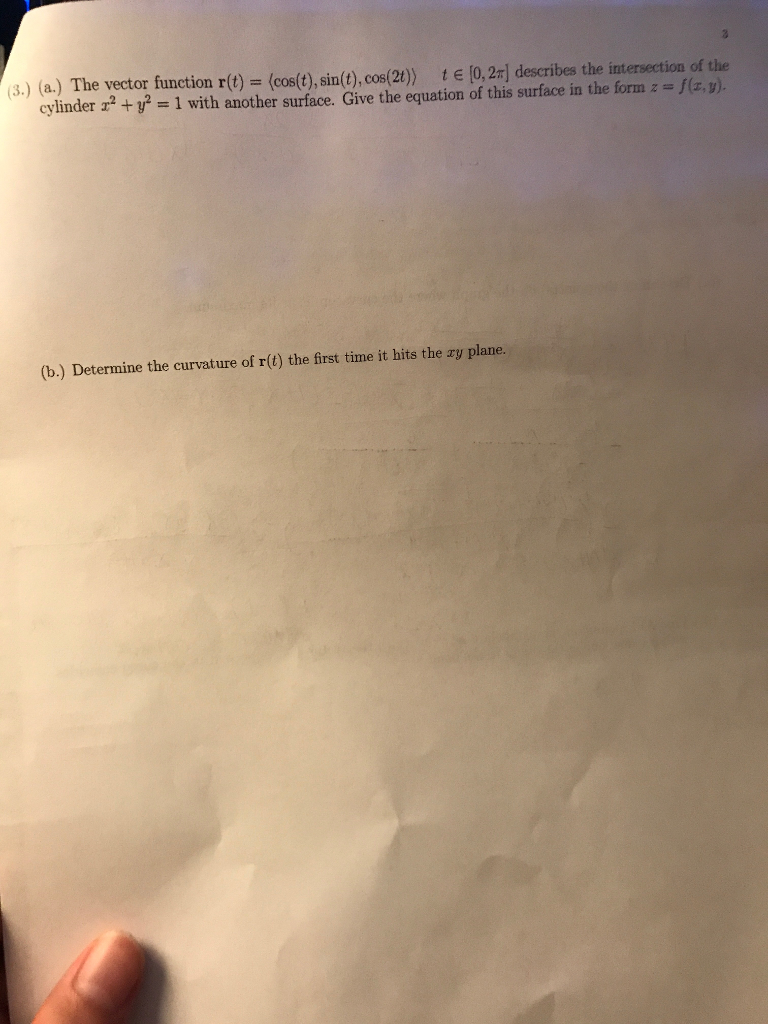 Solved The vector function r(t)=( cost, sint, cos2t) | Chegg.com