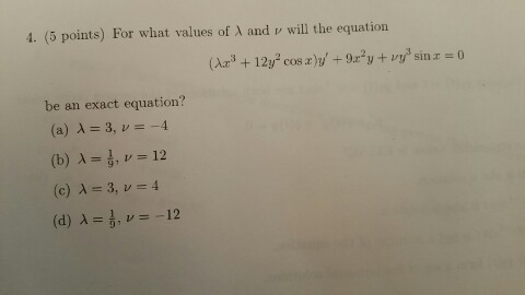 Solved For what values of lambda and v will the equation | Chegg.com