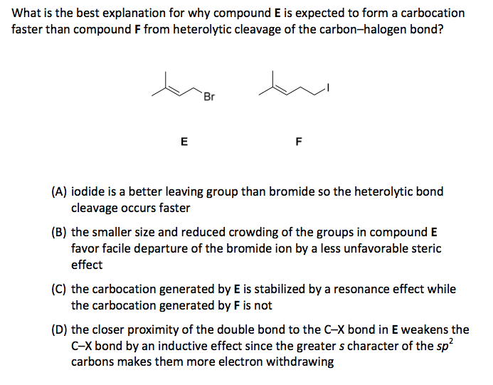 Solved What is the best explanation for why compound E is | Chegg.com