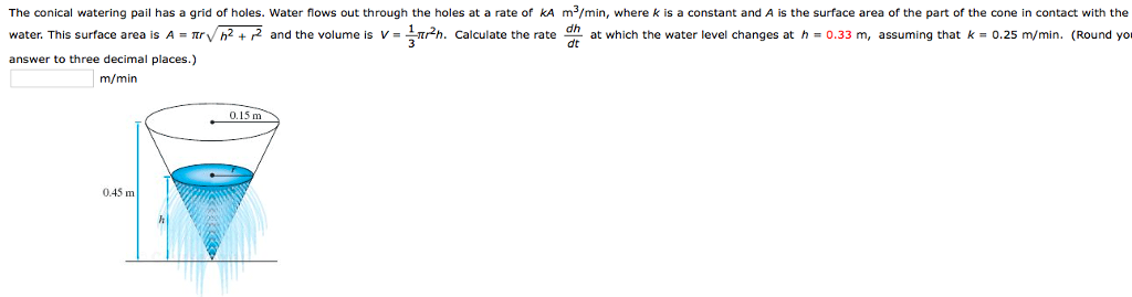 Solved The conical watering pail has a grid of holes. Water | Chegg.com