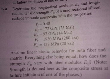 5.4 Determine the longitudinal modulus E1 and | Chegg.com