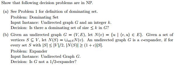 Solved Show that following decision problems are in NP. See | Chegg.com