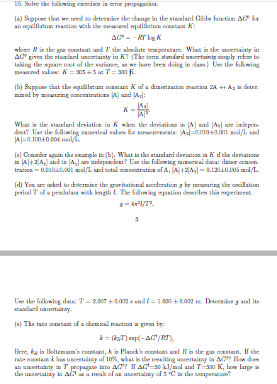 Solved Salve the Id lowing exercises in error propagation: | Chegg.com