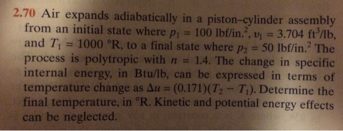 Solved 2.70 Air expands adiabatically in a piston-cylinder | Chegg.com