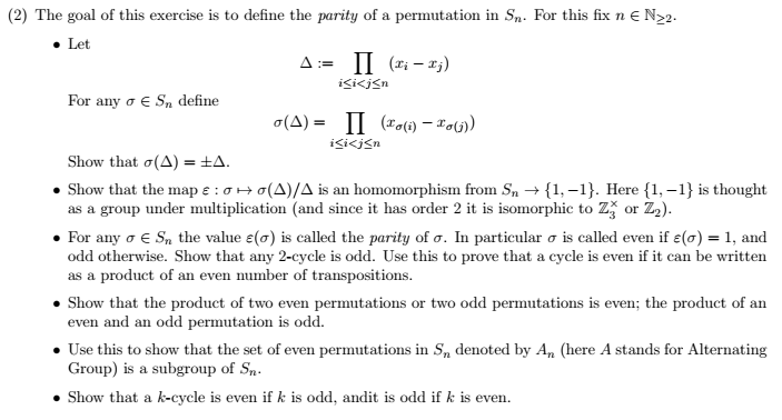 (2) The goal of this exercise is to define the parity | Chegg.com