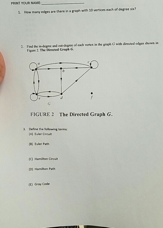 Solved PRINT YOUR NAME 1. How many edges are there in a | Chegg.com