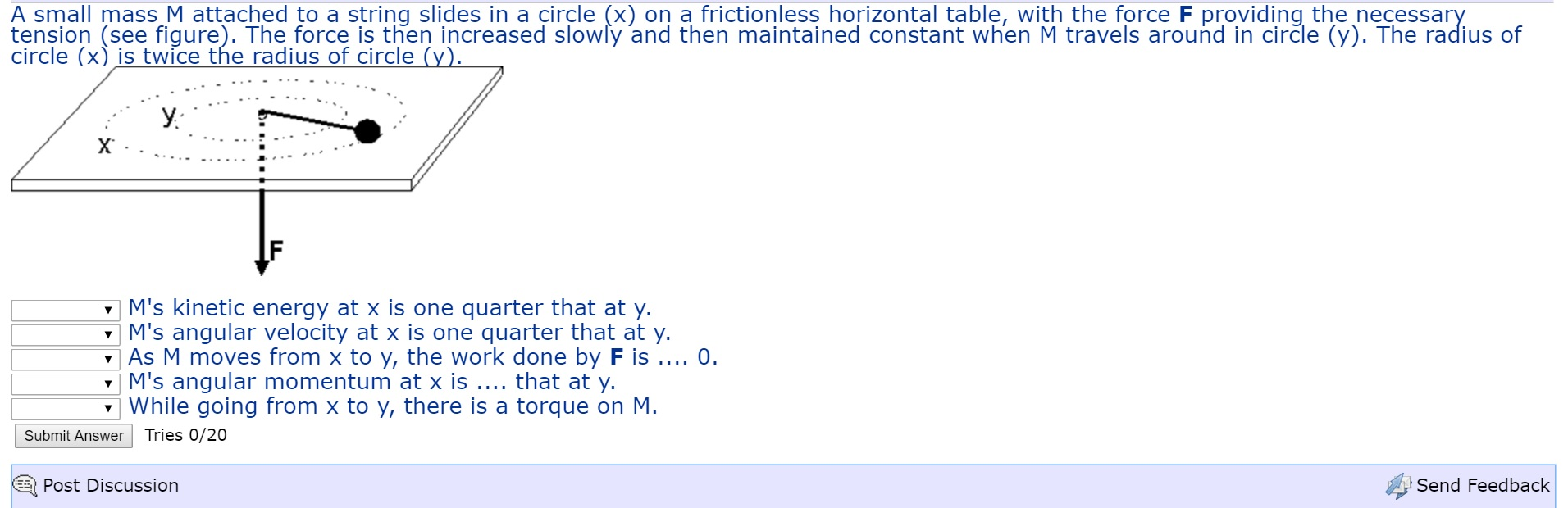 Solved A small mass M attached to a string slides in a | Chegg.com