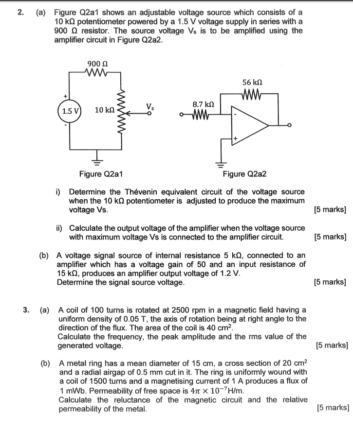 Solved 2. (a) Figure Q2a1 shows an adjustable voltage source | Chegg.com