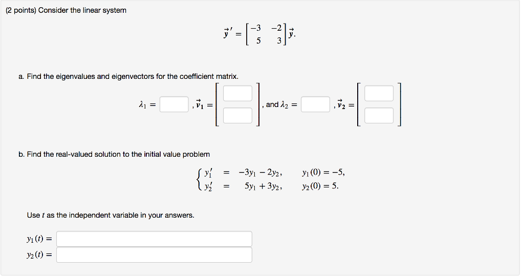Solved (2 points) Consider the linear system a. Find the | Chegg.com