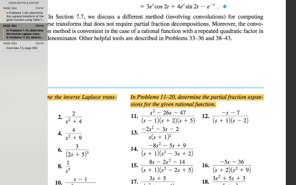 Solved HIGHLIGHTS & NOTES 3e, cos 21 + 4e'sin 21-e-, PAGE | Chegg.com
