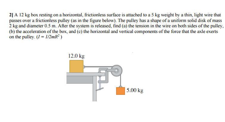 Solved A 12 kg box resting on a horizontal, frictionless | Chegg.com