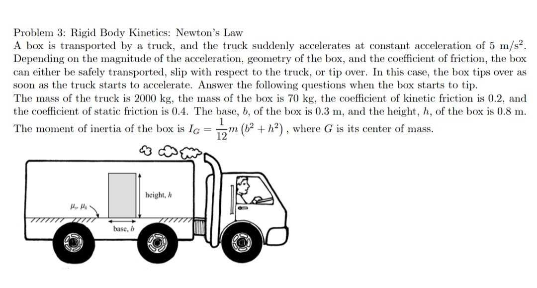 Solved Problem 3: Rigid Body Kinetics: Newton's Law A box is | Chegg.com