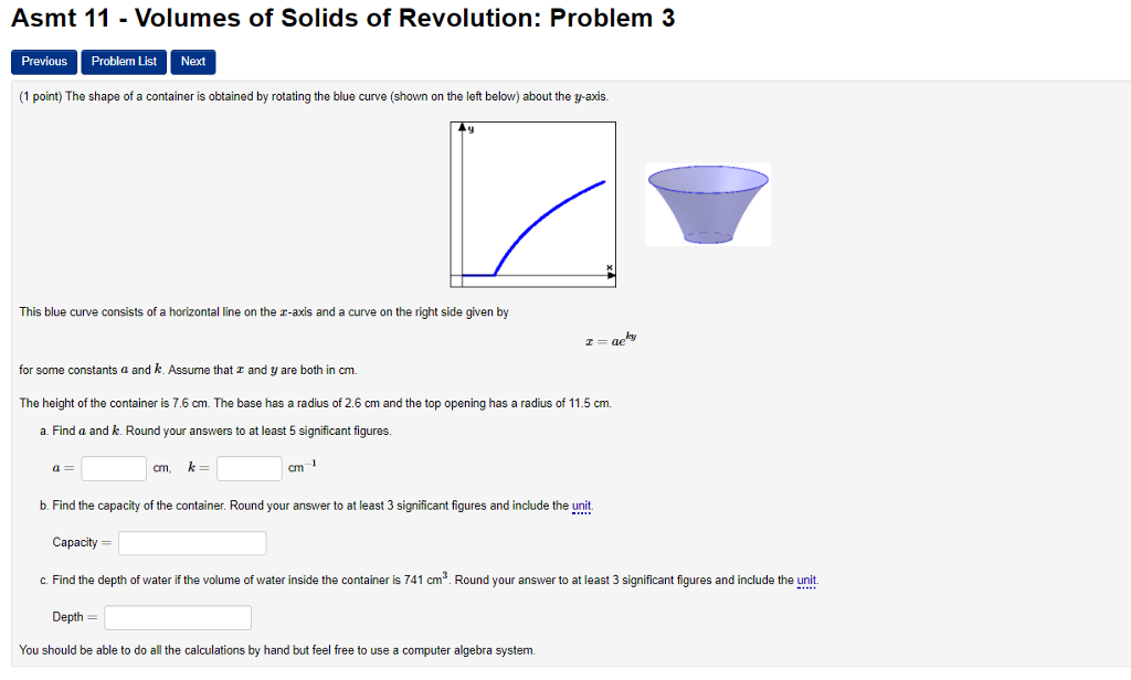 Solved Previous Problem ListNext (1 point) The shape of a | Chegg.com