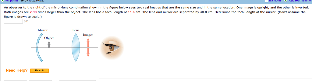Solved An observer to the right of the mirror-lens | Chegg.com