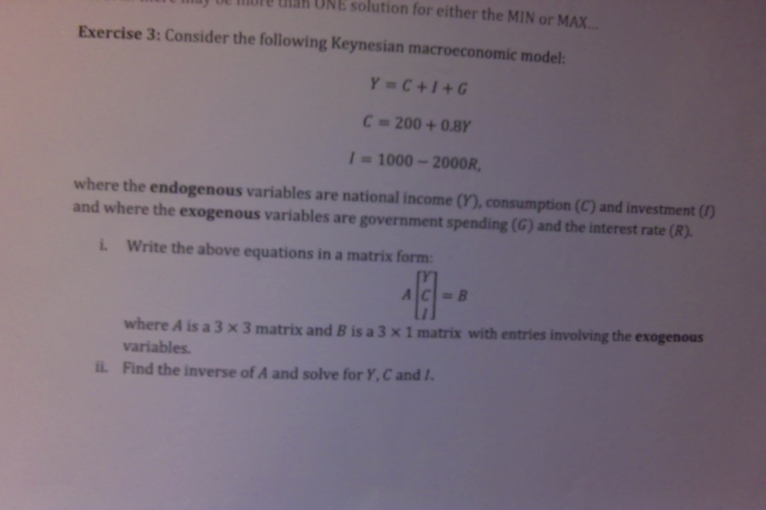 Solved Consider the following Keynesian macroeconomic model: | Chegg.com