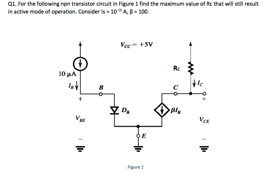 Solved Q1. For the following npn transistor circuit in | Chegg.com