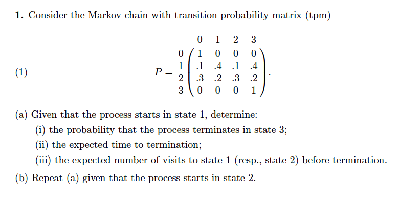 Consider the Markov chain with transition probability | Chegg.com