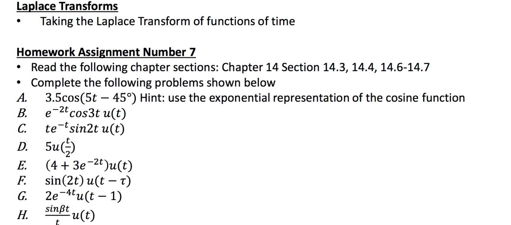 Solved Laplace Transforms Taking the Laplace Transform of | Chegg.com