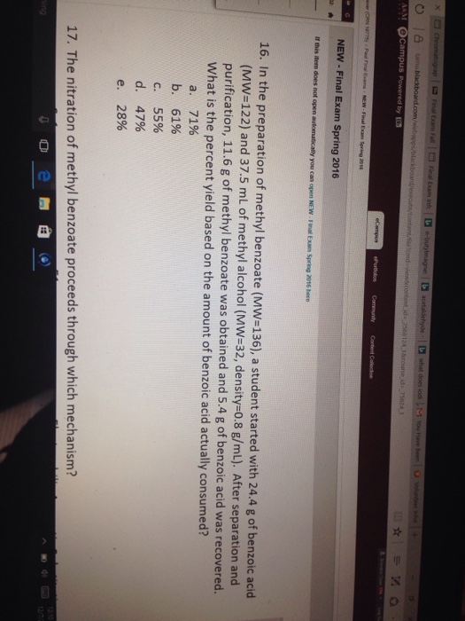 Solved In the preparation of methyl benzoate (MW=136), a | Chegg.com