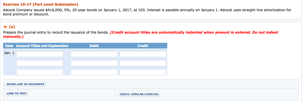 Solved Exercise 10-17 (Part Level Submission) Adcock Company | Chegg.com