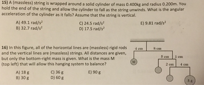 Solved A (massless) string is wrapped around a solid | Chegg.com