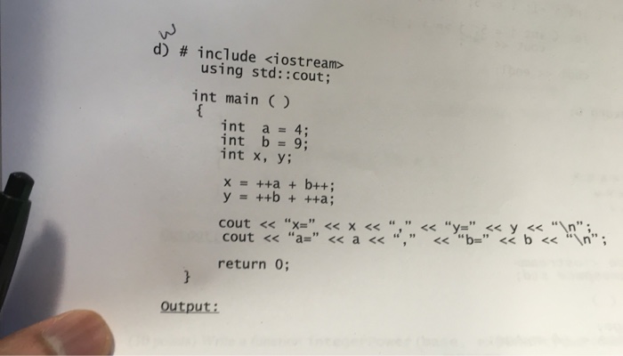 Solved #include using std::cout; int main ( ) { int a = | Chegg.com Solved #include using std::cout; int main ( ) { int a = | Chegg.com