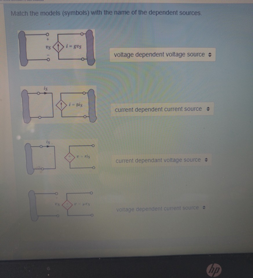 Solved Match the models (symbols) with the name of the | Chegg.com