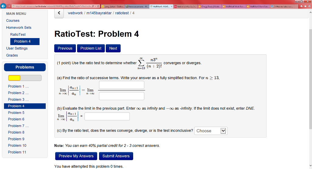 Solved Use the ratio test to determine whether | Chegg.com