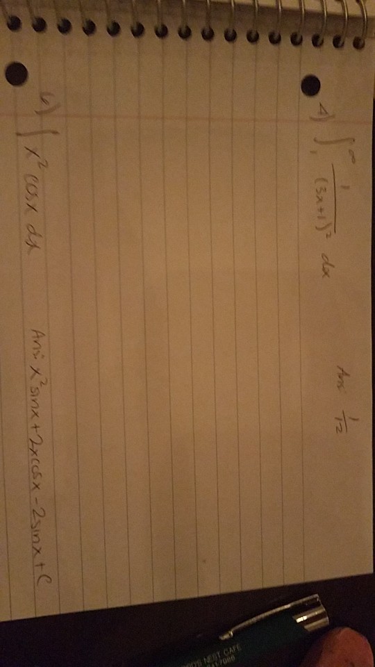 Solved Integrals Chegg