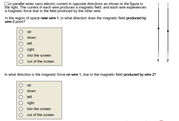 Solved Two parallel wires carry electric current in opposite | Chegg.com