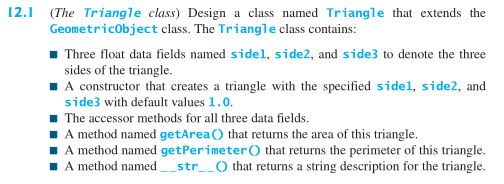 Solved 12.1 (The Triangle class) Design a class named | Chegg.com
