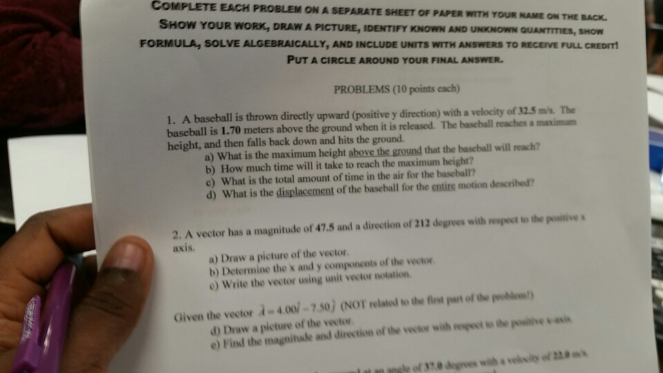 Solved COMPLETE EACH PROBLEM ON A SEPARATE SHEET OF PAPER | Chegg.com