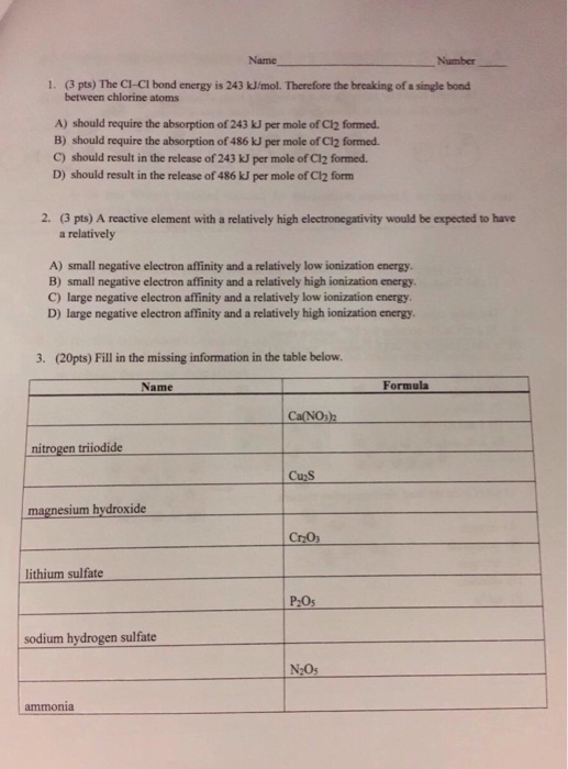 Solved The C1-C1 bond energy is 243 kJ/mol. Therefore the | Chegg.com
