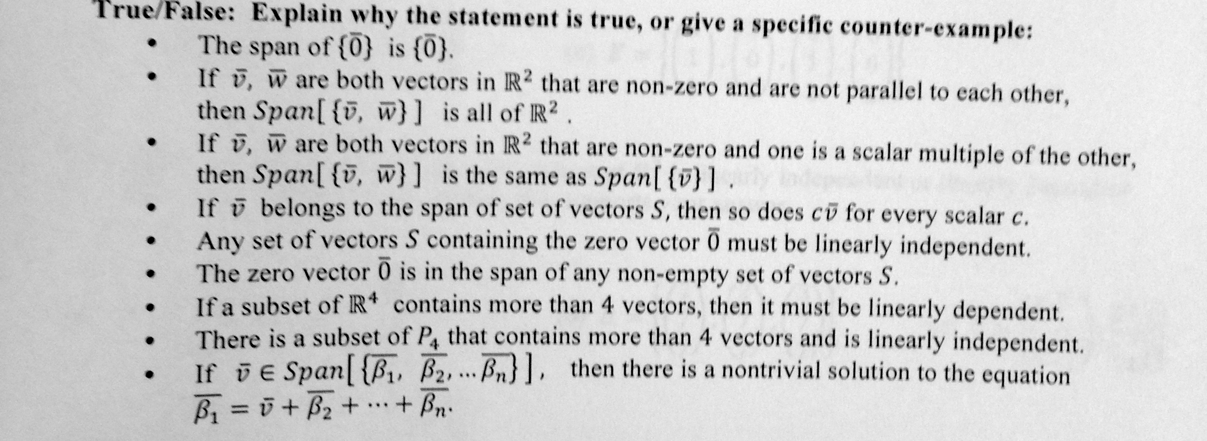 Explain why the statement is true, or give a specific | Chegg.com